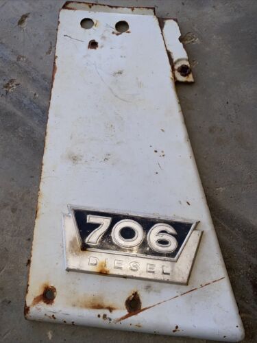 Farmall 706 Tractor front IH Left radiator hood side panel chrome embl ...