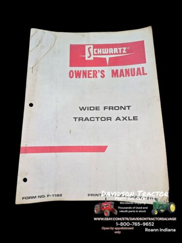 IH Farmall Schwartz Wide Front Axel Owners Manual – DAVIDSON TRACTOR ...