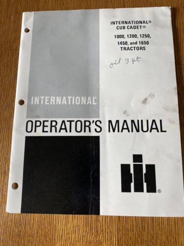 International Cub Cadet 1000 1200 1250 1450 1650 Garden Tractor Operat ...